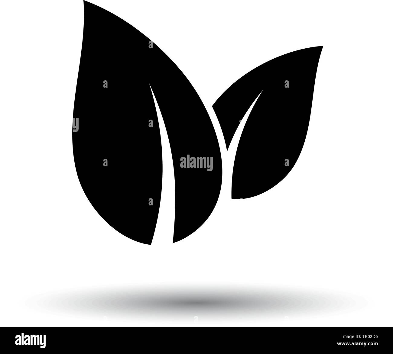 Spa Leaves Icon. Black on White Background With Shadow. Vector ...