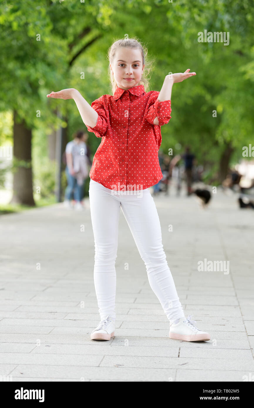 Child growth and development. Adorable small girl playing in summer ...