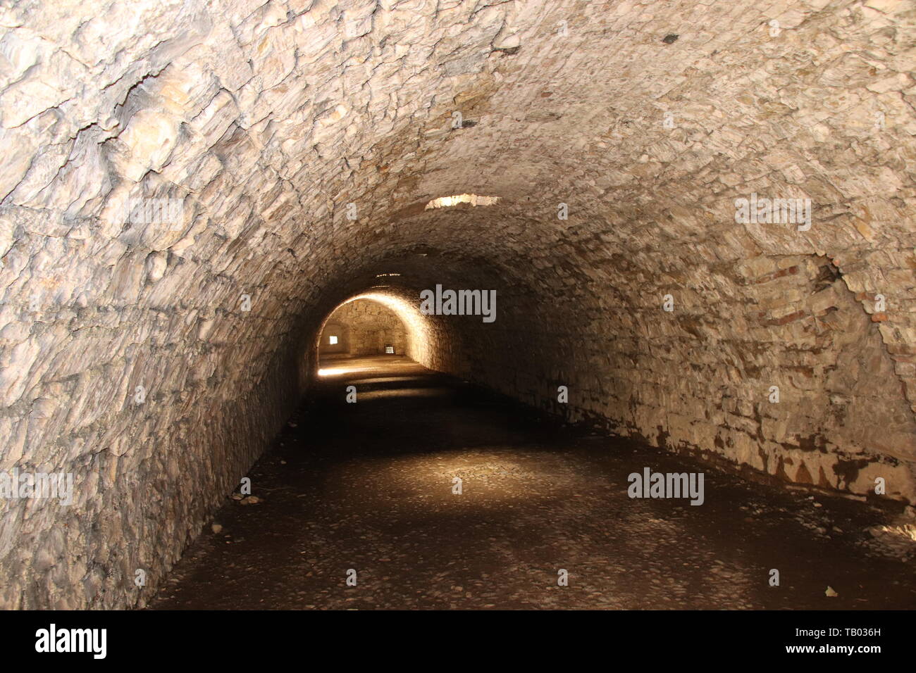 ancient dark secret passage of a castle Stock Photo - Alamy