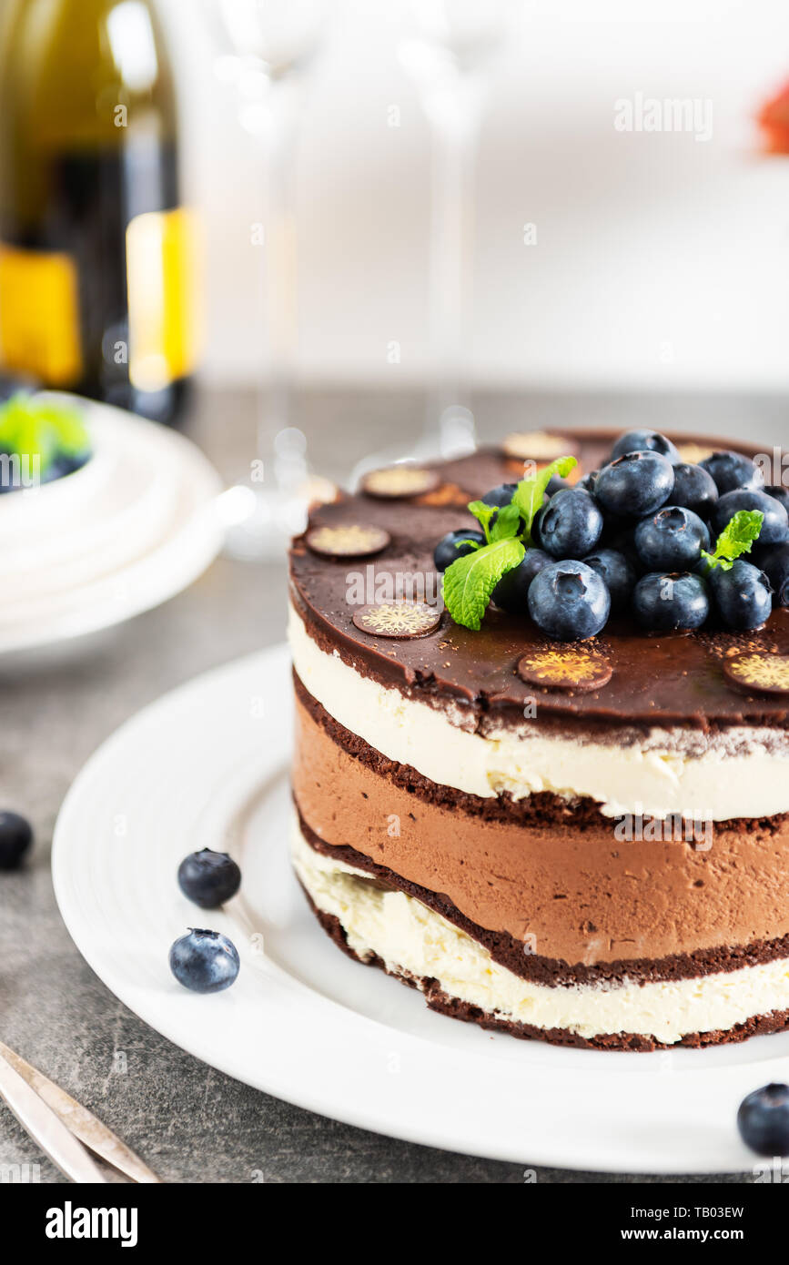 Belgian Chocolate Layered Gateau. Layers of moist choco sponge, vanilla ...