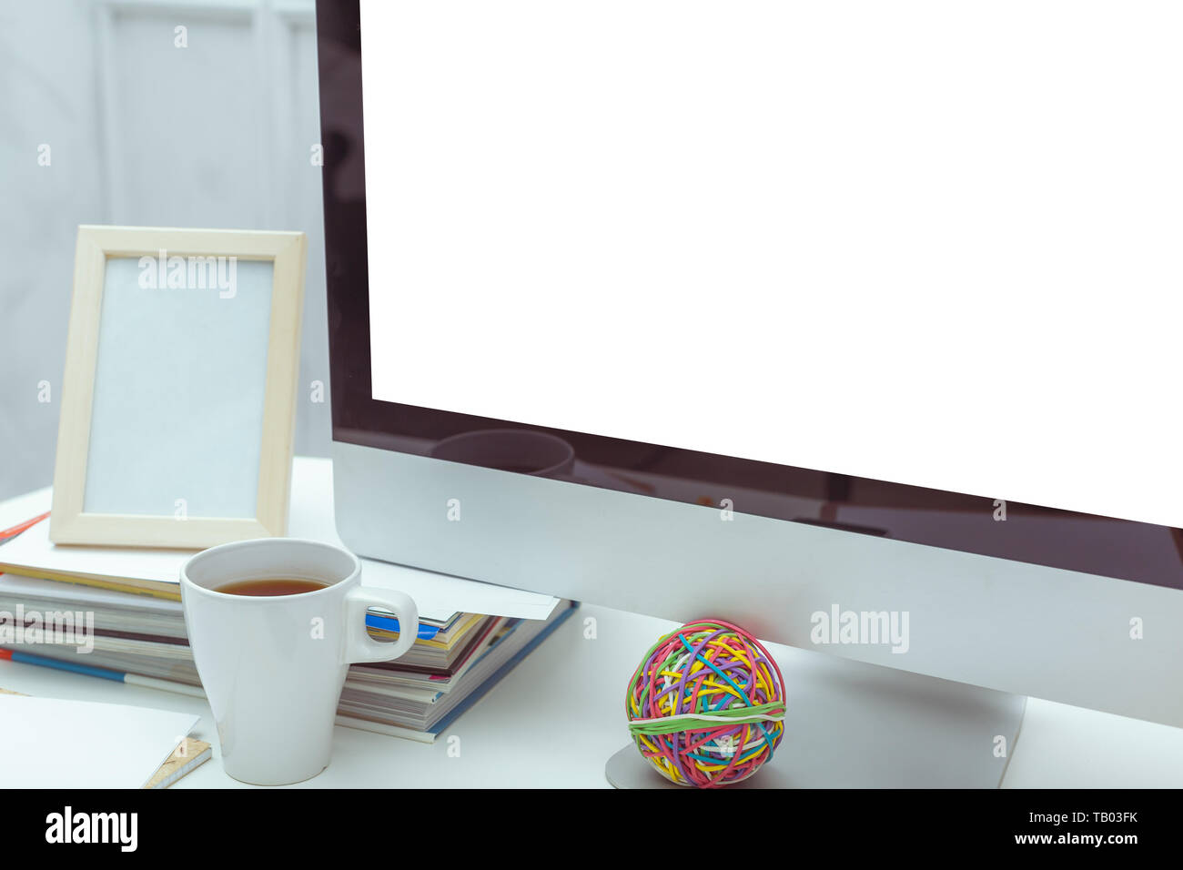 working table with computer Stock Photo - Alamy