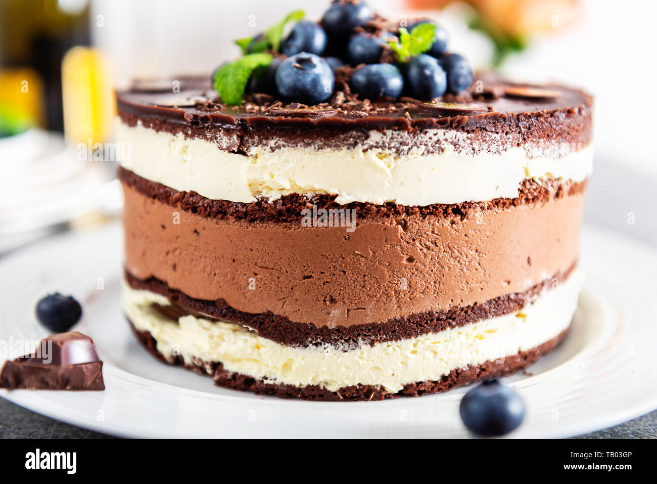 Belgian Chocolate Layered Gateau. Layers of moist choco sponge, vanilla ...