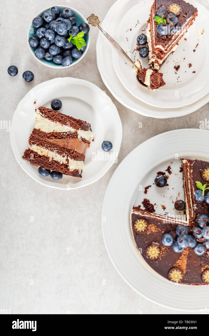 Belgian Chocolate Layered Gateau. Layers of moist choco sponge, vanilla ...