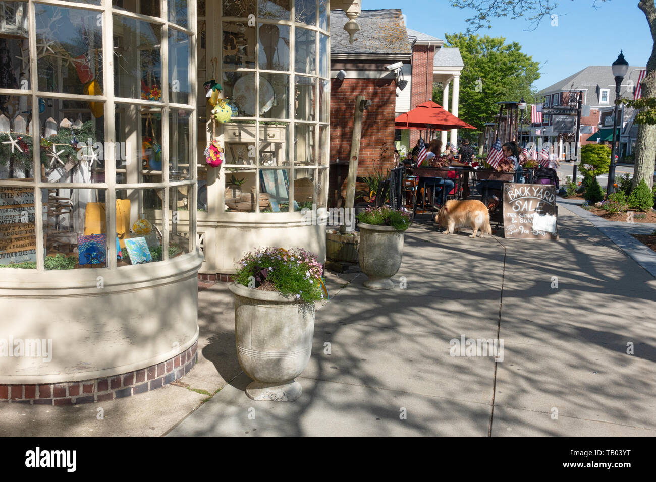 Main Street downtown Falmouth, Cape Cod, Massachusetts sidewalk, shop ...