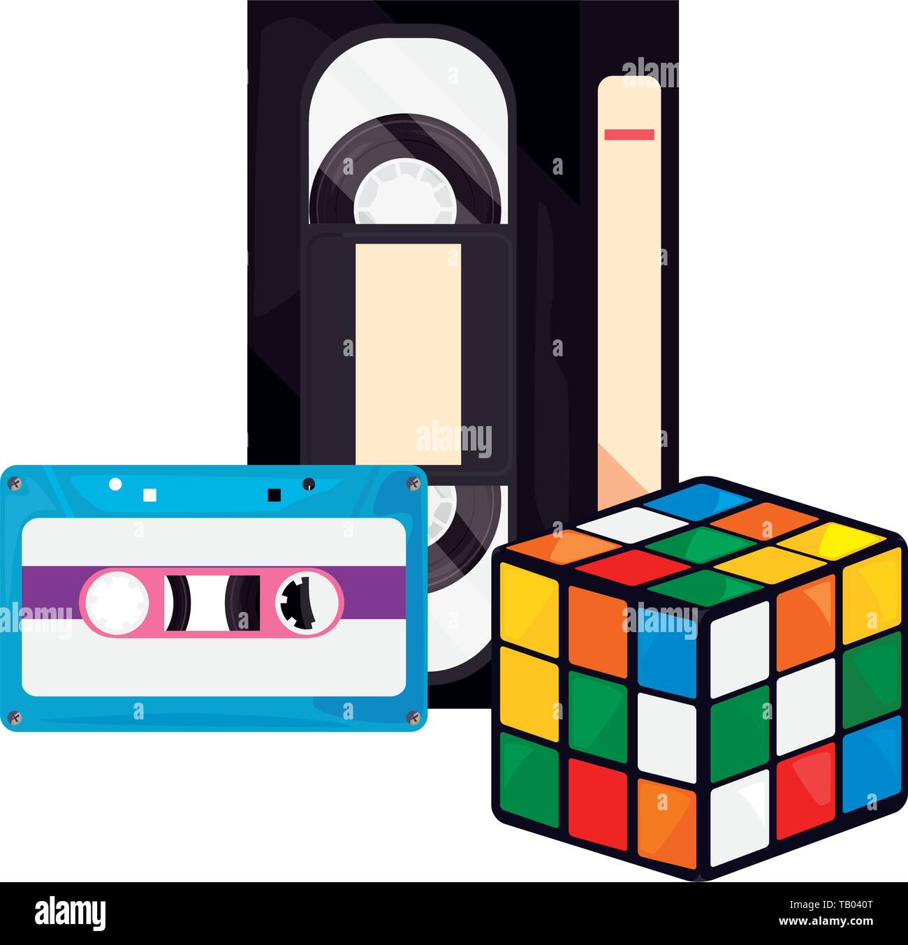 videotape beta music cassette cube rubik retro 80s style vector ...
