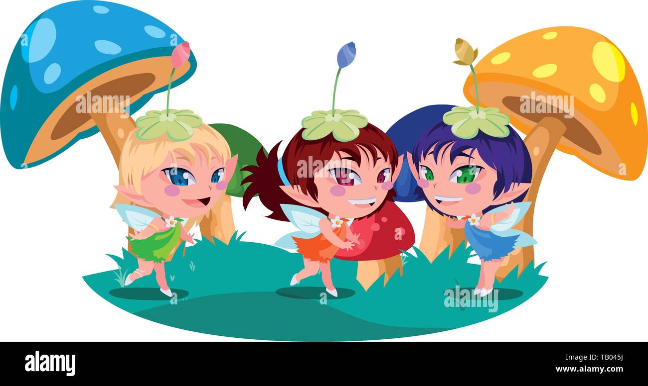 beautiful magic fairies in camp vector illustration design Stock Vector ...