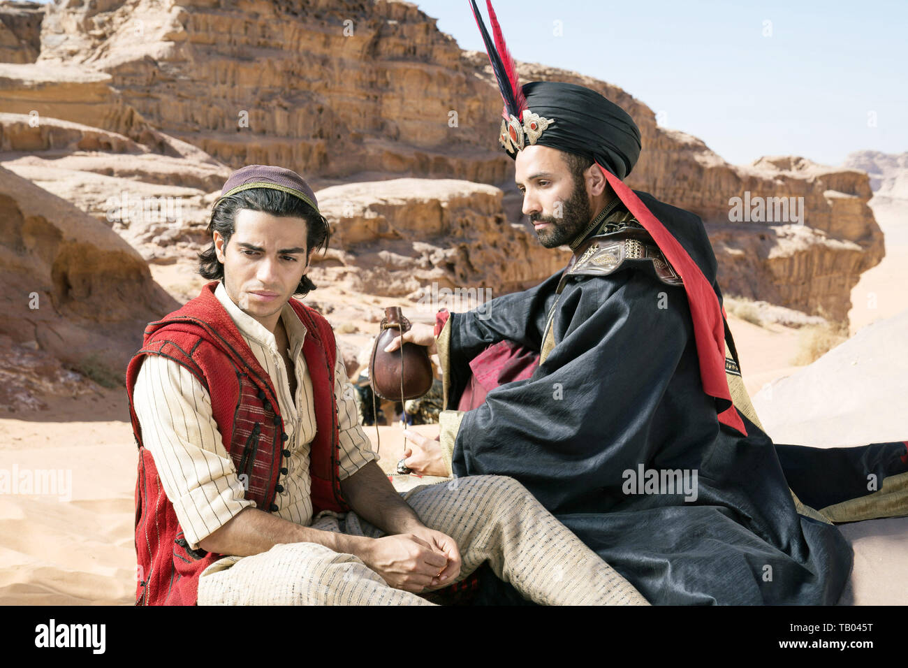 ALADDIN, from left: Mena Massoud as Aladdin, Marwan Kenzari as Jafar ...
