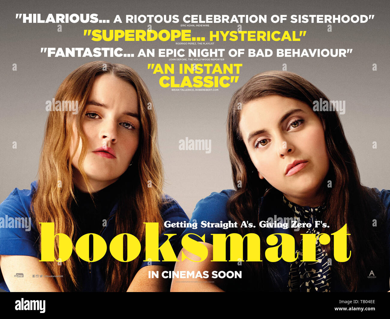 BOOKSMART, British poster, from left: Kaitlyn Dever, Beanie Feldstein ...