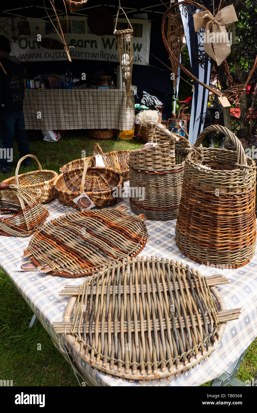 Wicker basket stall, Cowbridge, Wales Stock Photo - Alamy