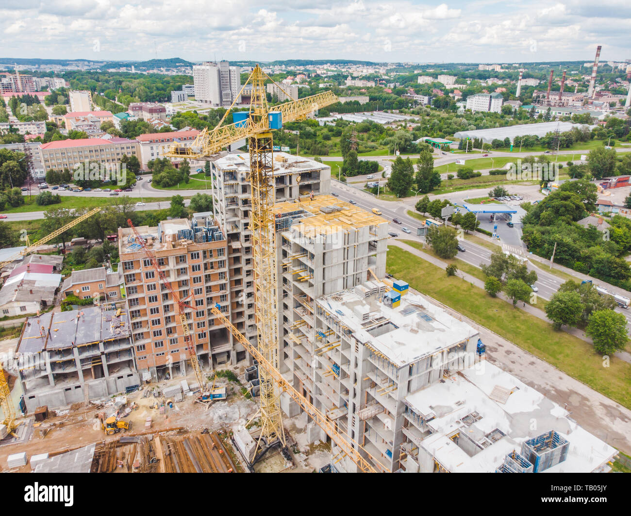 aerial view of apartment construction site. house building Stock Photo ...
