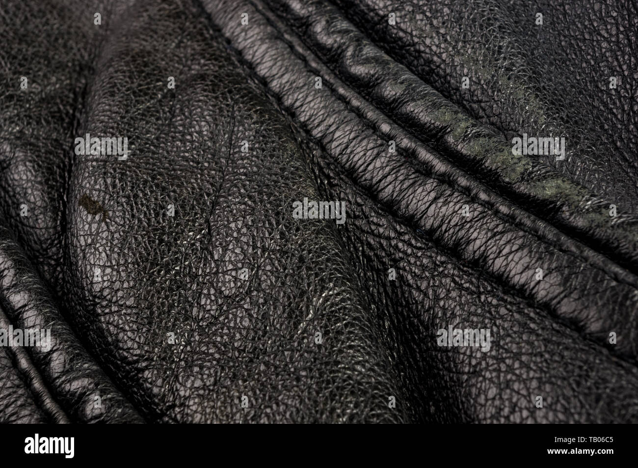 Old vintage genuine soft black leather texture background, top layer ...
