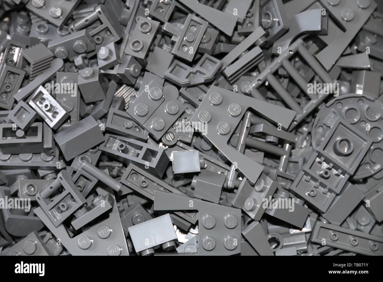 LEGO light bluish gray bricks, tiles, plates, technic parts together on ...