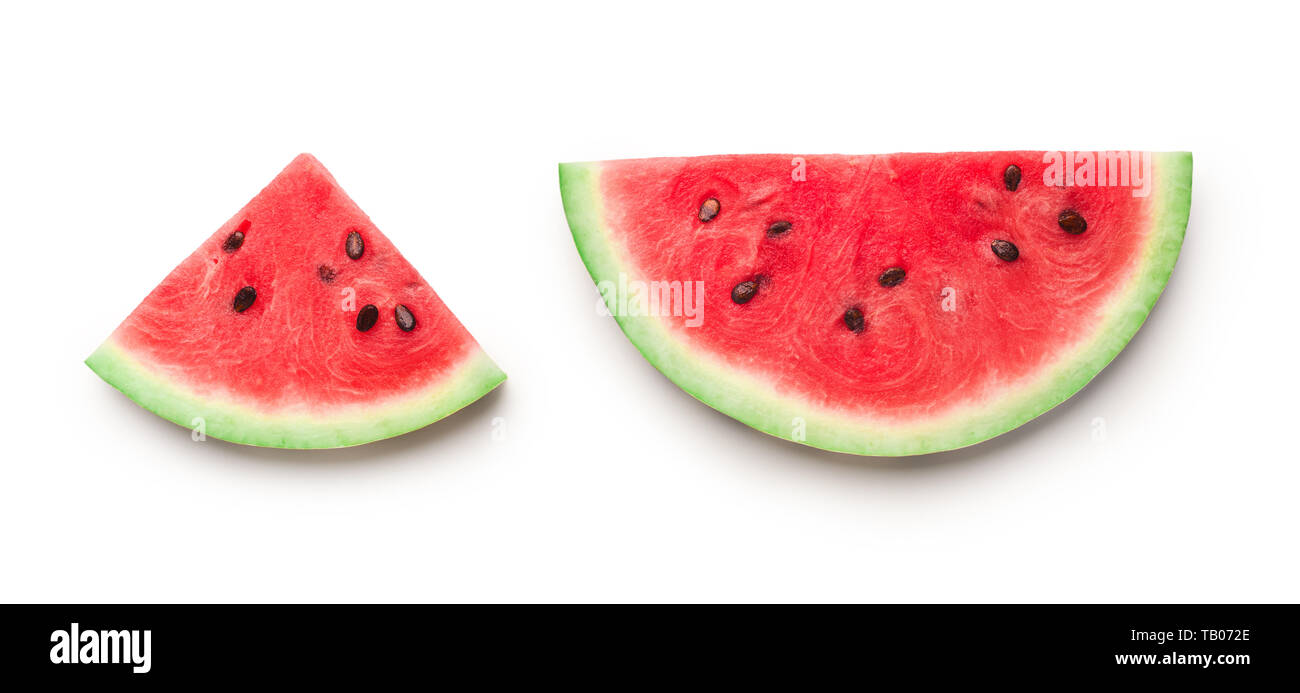Semicircle and triangle shaped ripe watermelon slices isolated Stock ...