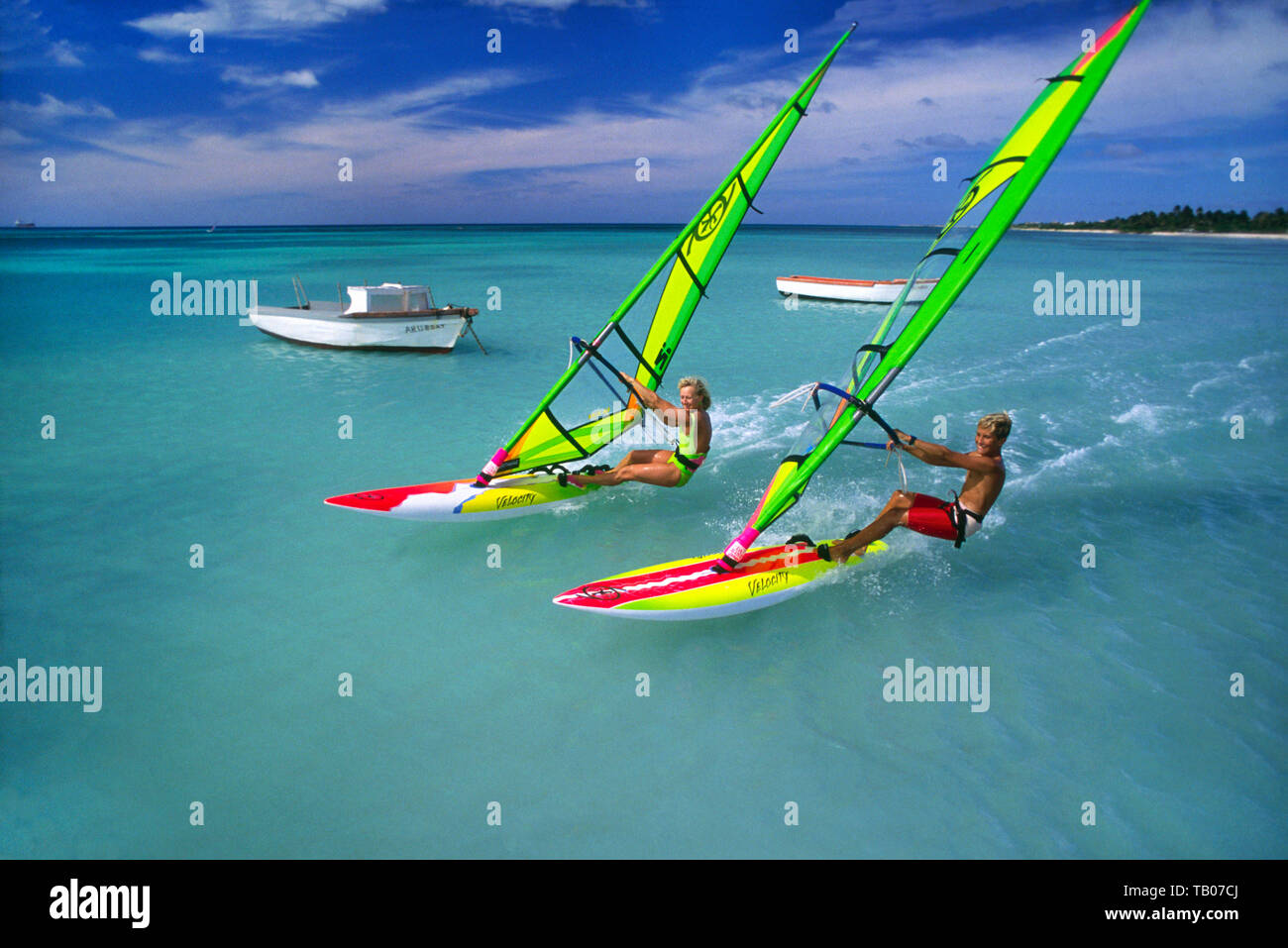 Windsurfing in Aruba Stock Photo - Alamy