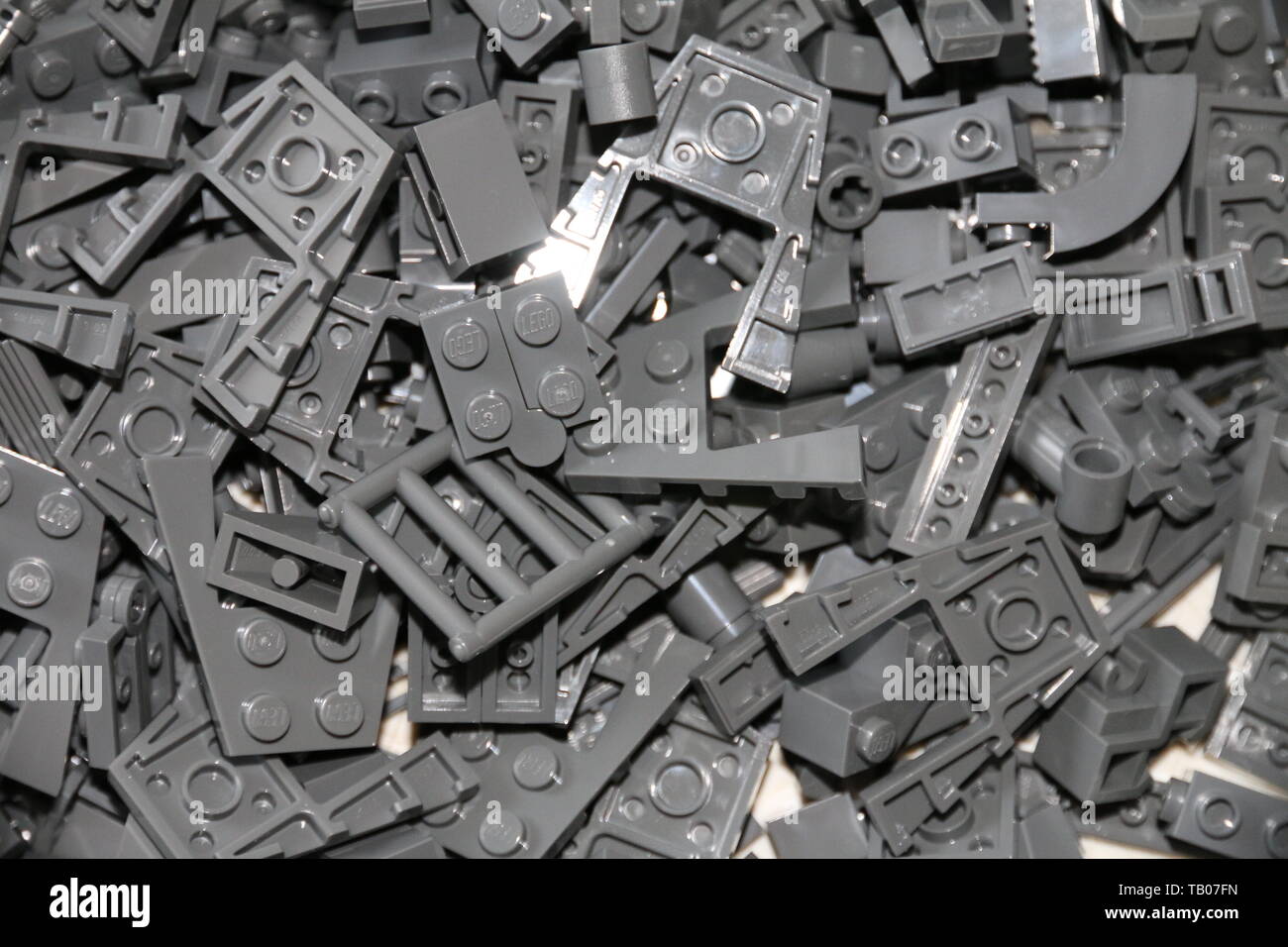 LEGO light bluish gray bricks, tiles, plates, technic parts together on ...