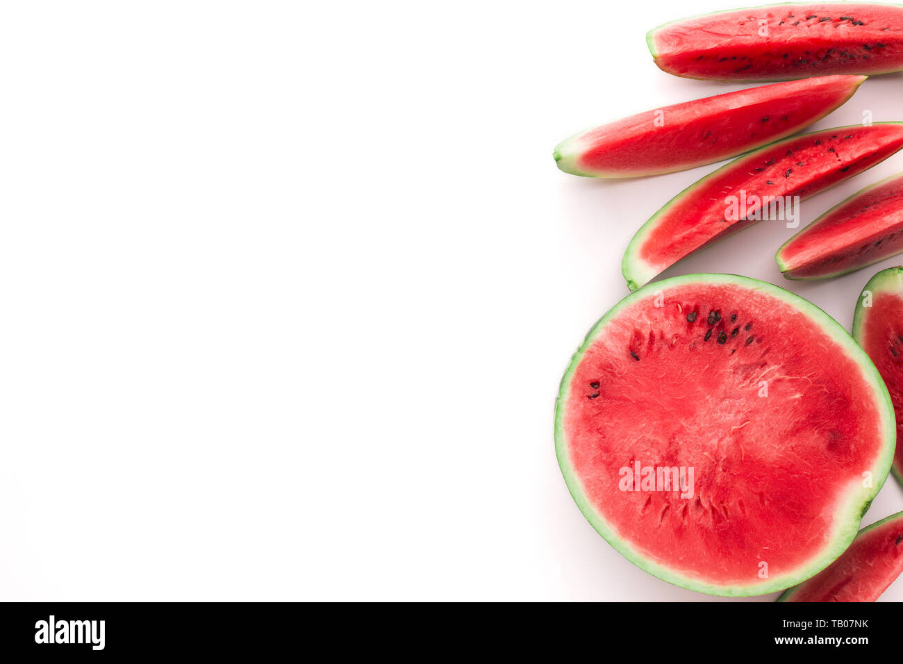 Cut fresh red watermelon on white background Stock Photo - Alamy