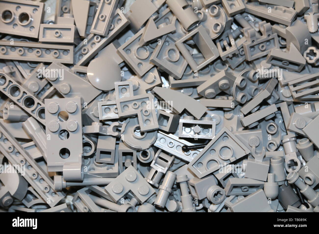 LEGO light bluish gray bricks, tiles, plates, technic parts together on ...