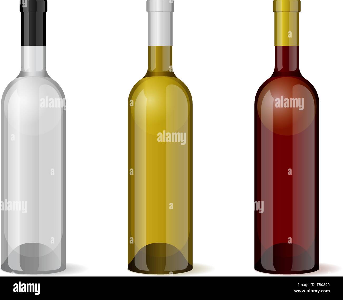 Wine realistic 3d bottle packaging template set for alcohol industry ...