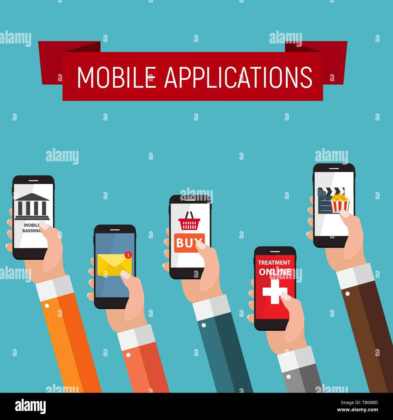 Modern Flat Design Banner with Mobile Applications for your Business ...