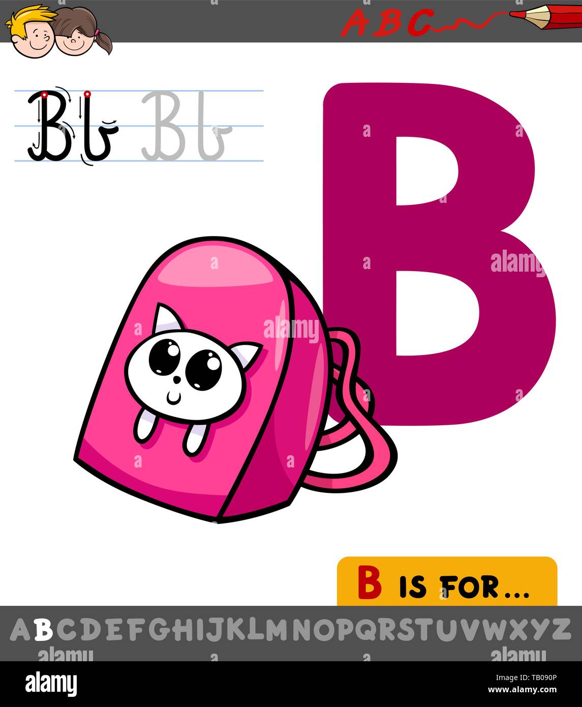 Educational Cartoon Illustration of Letter B from Alphabet with ...