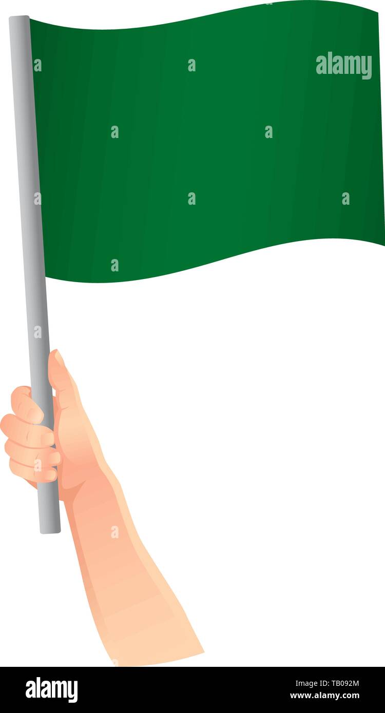Green flag in hand. Vector illustration of green flag Stock Vector ...