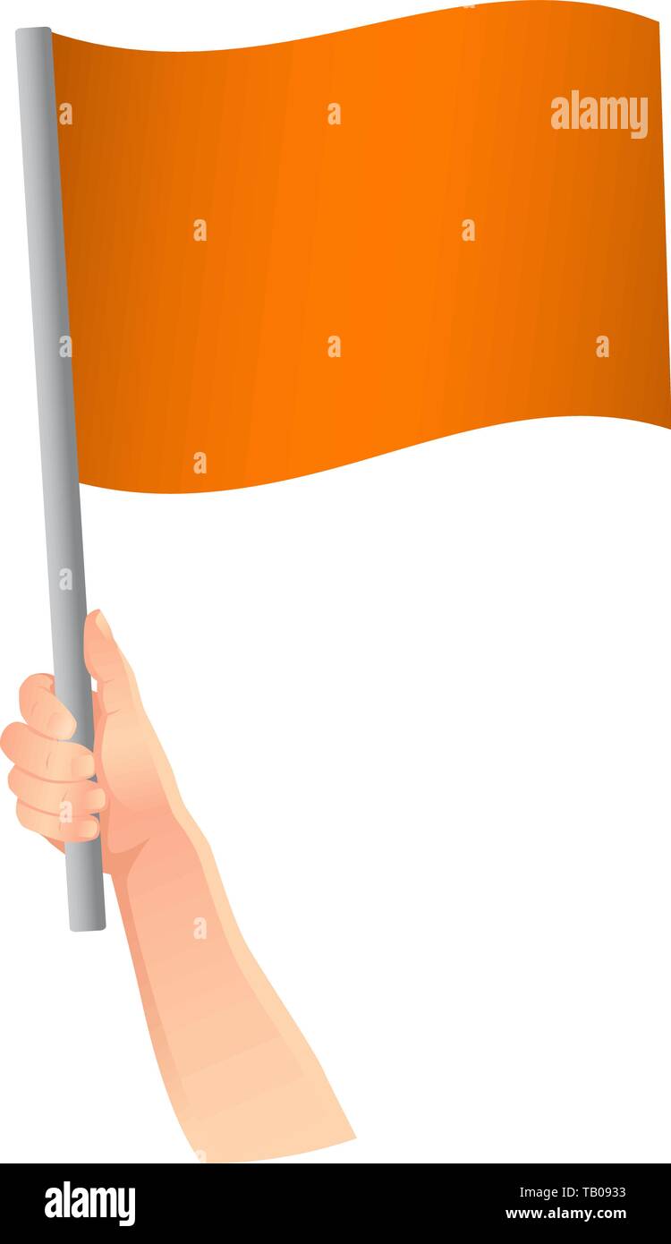 Orange flag in hand. Vector illustration of orange flag Stock Vector ...