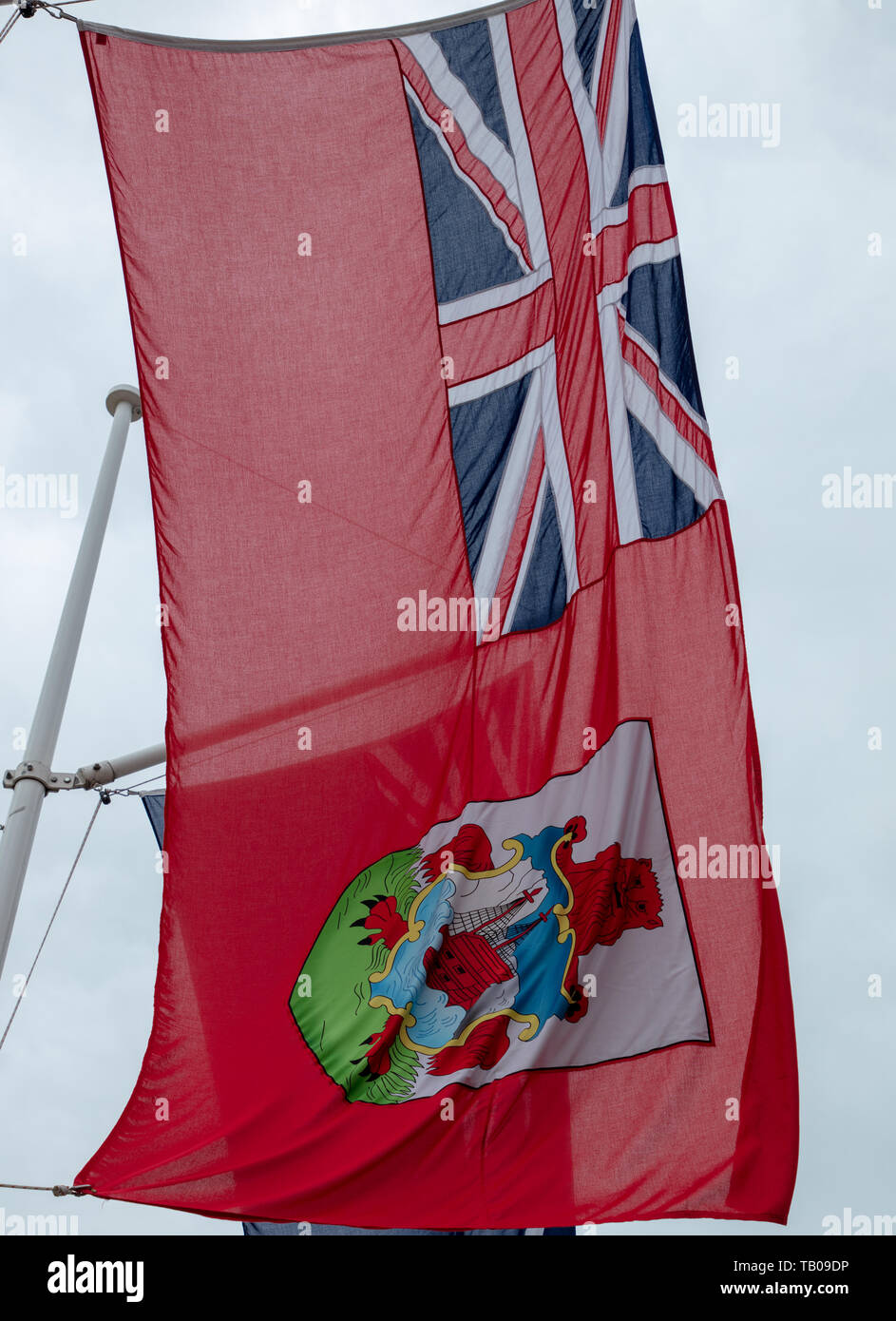 Flag of Bermuda flying in the wind, Parliament Square, London, UK ...