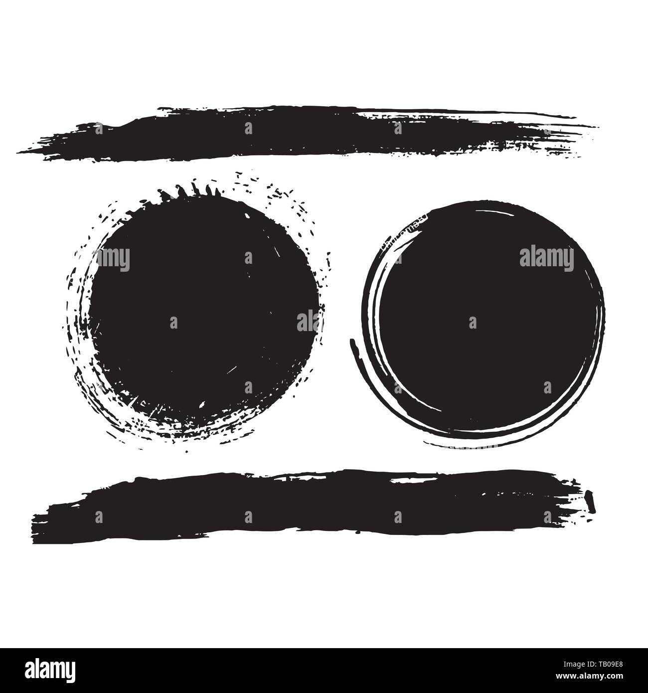 Set of black brush strokes Isolated on white background Stock Vector ...