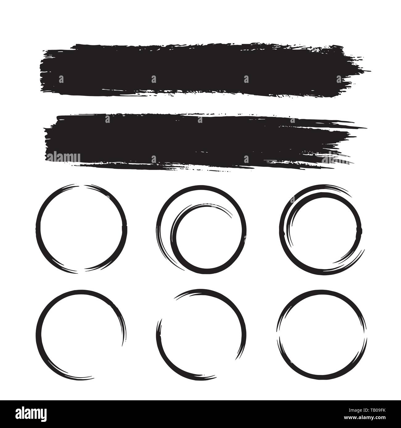 Set of black brush strokes Isolated on white background Stock Vector ...