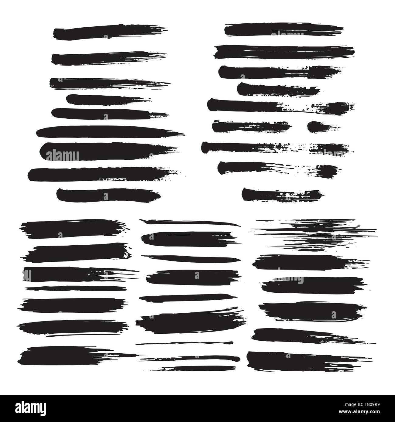 Set of black brush strokes Isolated on white background Stock Vector ...