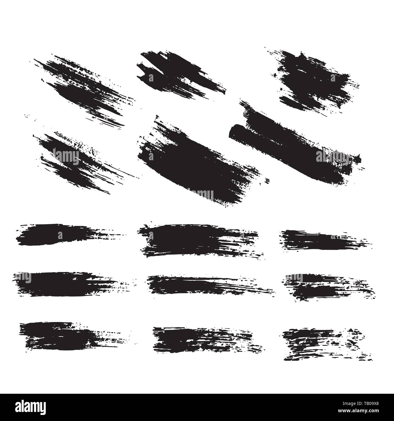 Set of black brush strokes Isolated on white background Stock Vector ...