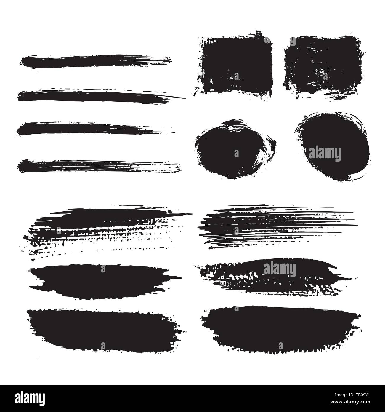 Set of black brush strokes Isolated on white background Stock Vector ...