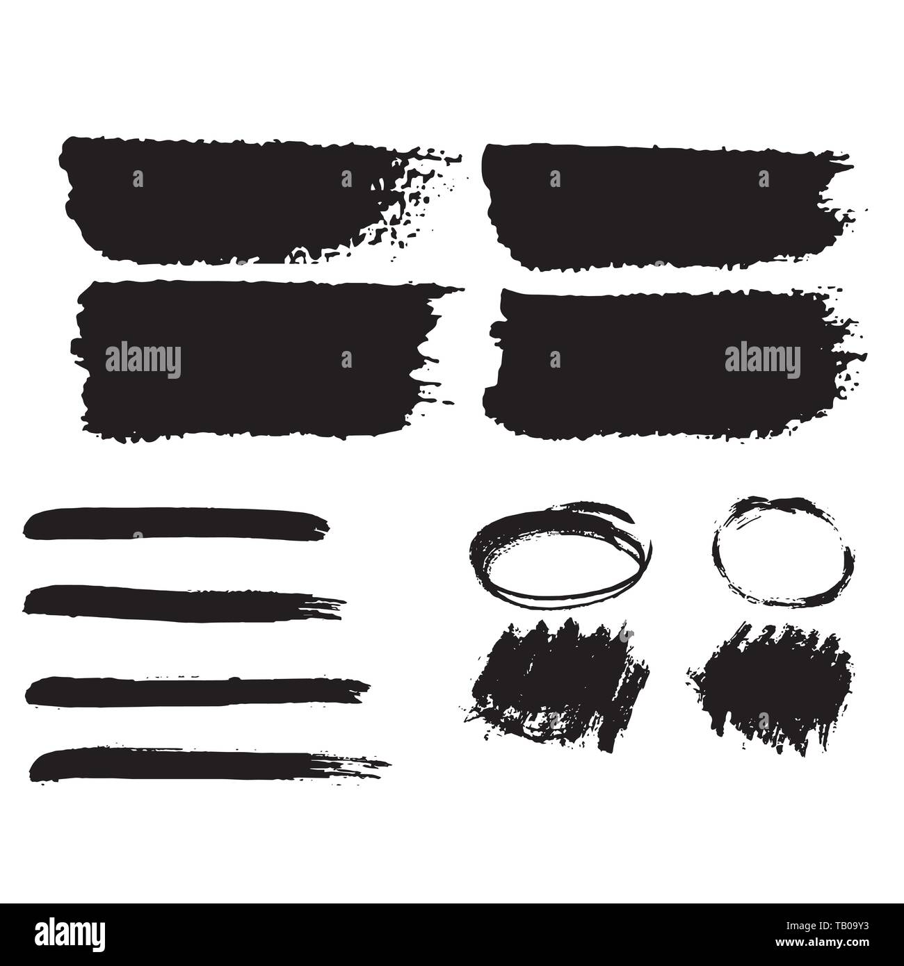 Set of black brush strokes Isolated on white background Stock Vector ...