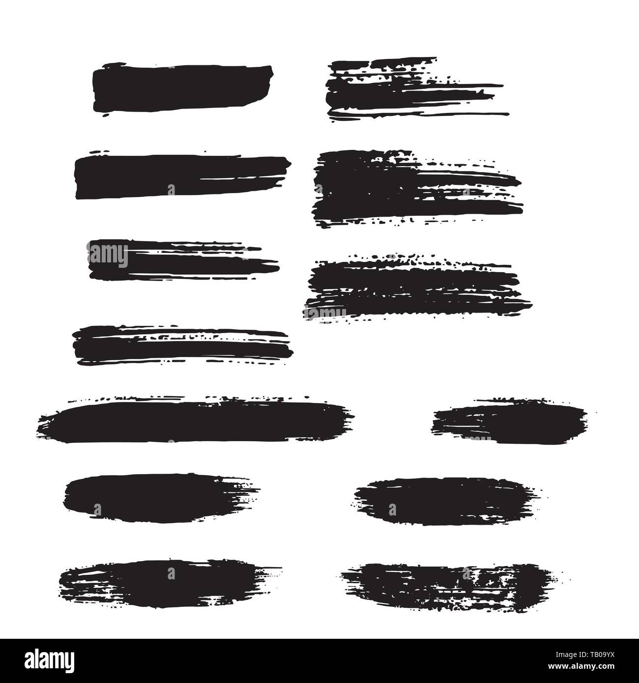 Set of black brush strokes Isolated on white background Stock Vector ...