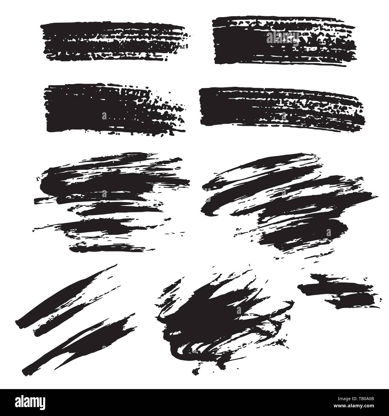 Set of black brush strokes Isolated on white background Stock Vector ...