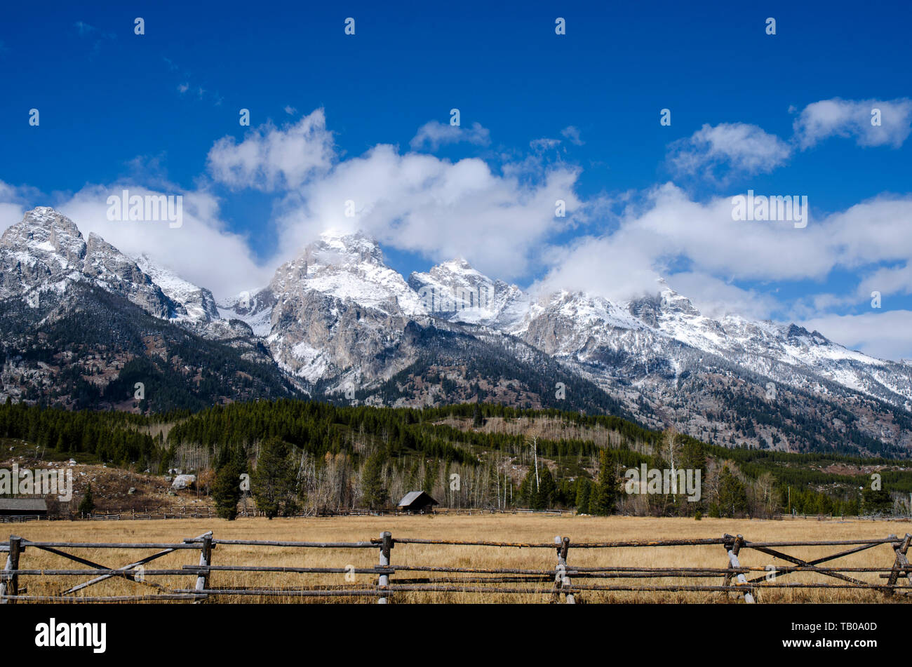 Majestic Peaks of the Teton Range of Grand Teton National Park in the U ...