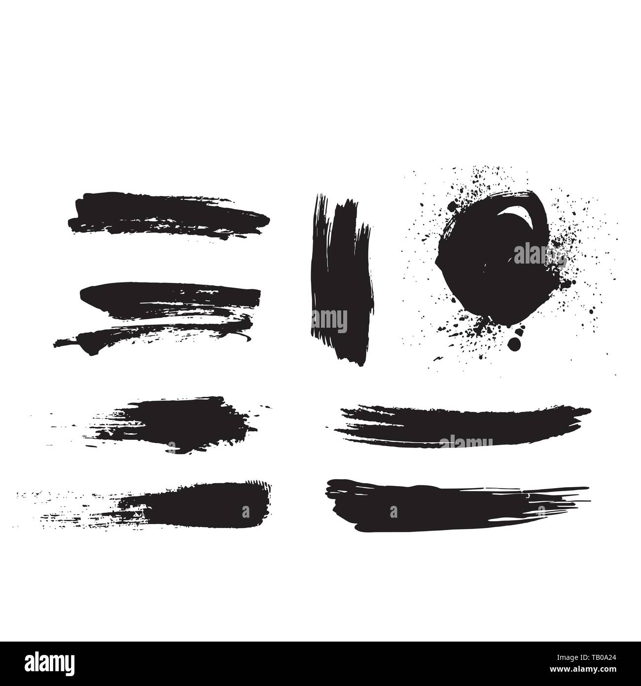 Set of black brush strokes Isolated on white background Stock Vector ...