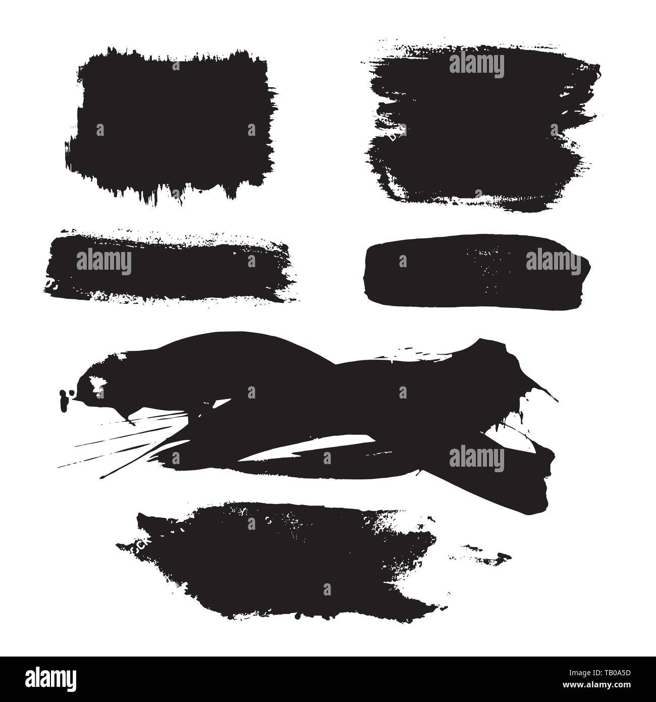 Set of black brush strokes Isolated on white background Stock Vector ...