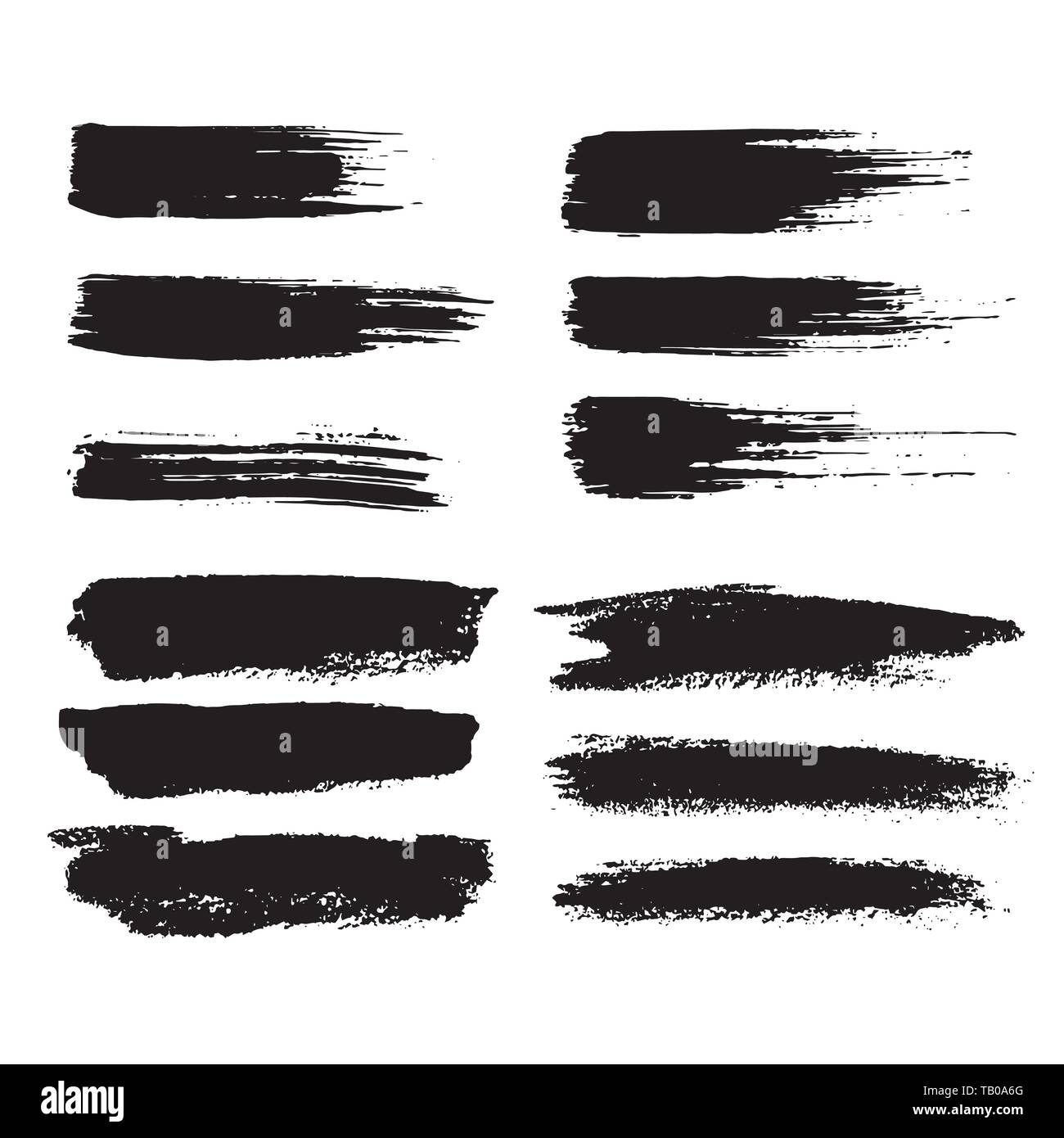 Set of black brush strokes Isolated on white background Stock Vector ...