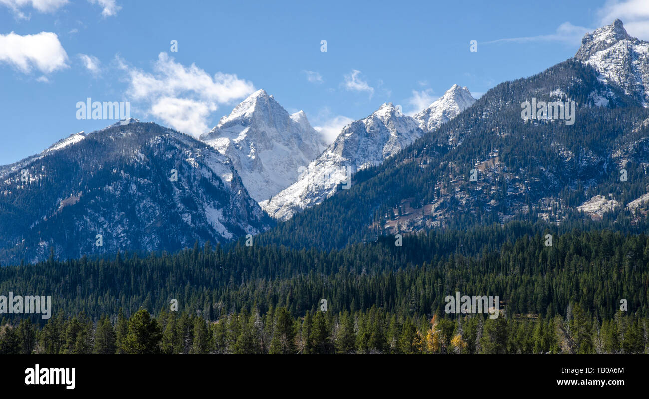 Majestic Peaks of the Teton Range of Grand Teton National Park in the U ...
