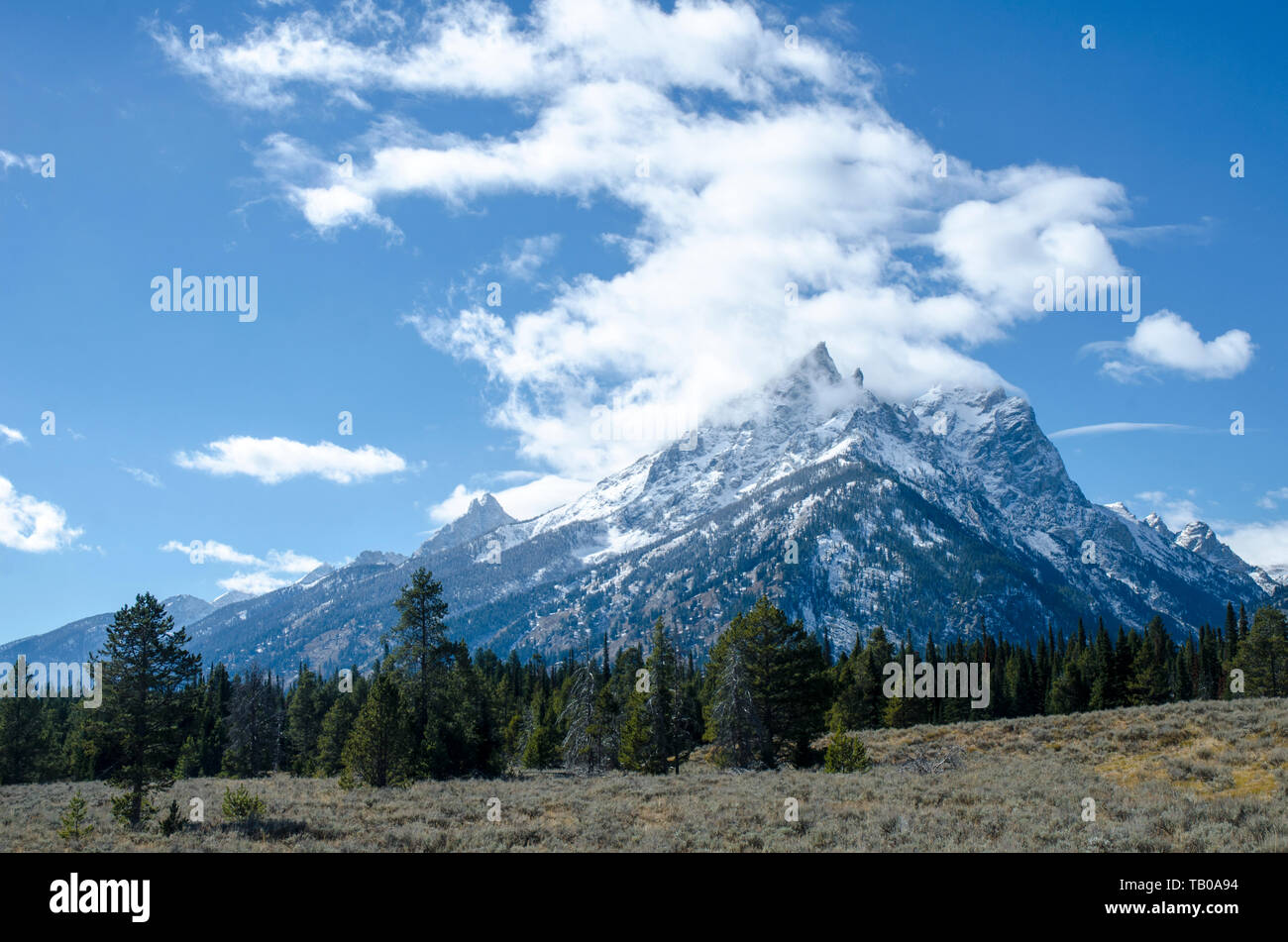 Majestic Peaks of the Teton Range of Grand Teton National Park in the U ...