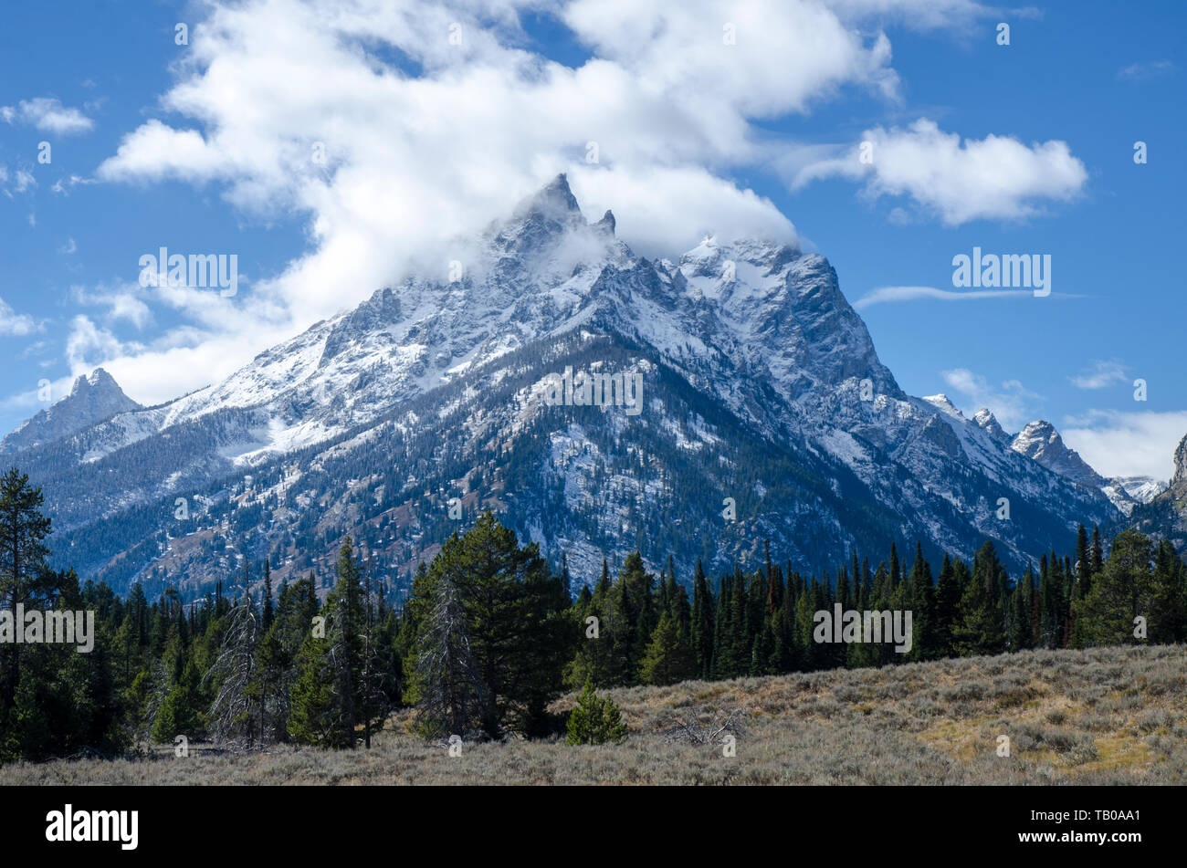 Majestic Peaks of the Teton Range of Grand Teton National Park in the U ...