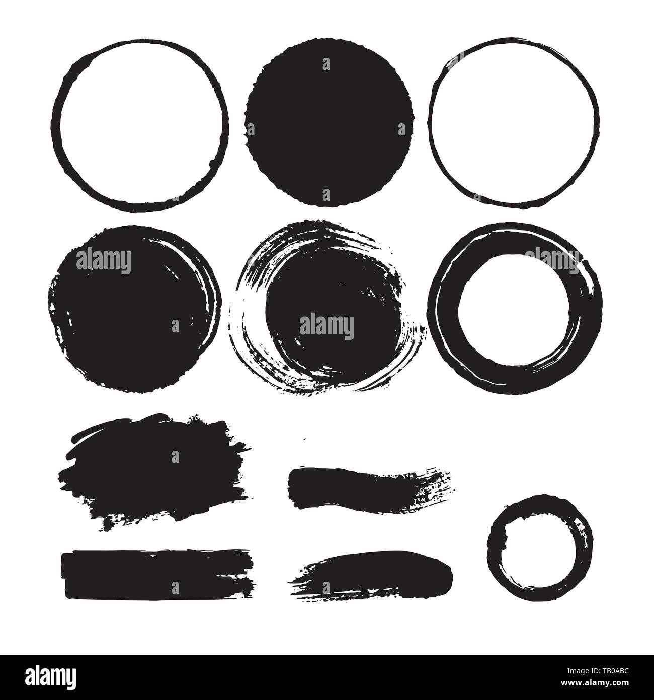 Set of black brush strokes Isolated on white background Stock Vector ...