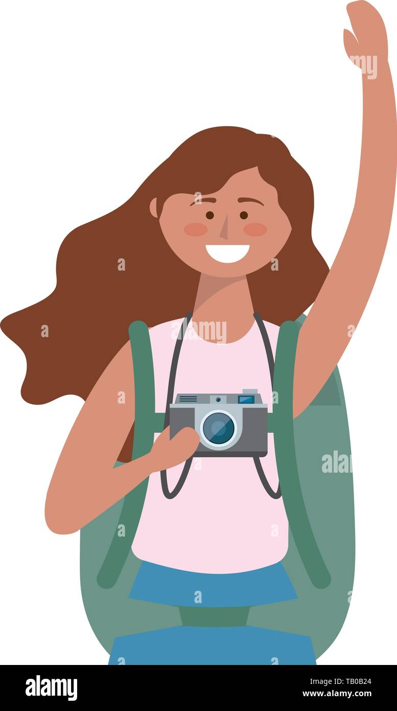 Tourist girl cartoon design, Travel trip vacation tourism and journey ...