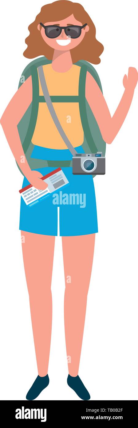Tourist girl cartoon design, Travel trip vacation tourism and journey ...