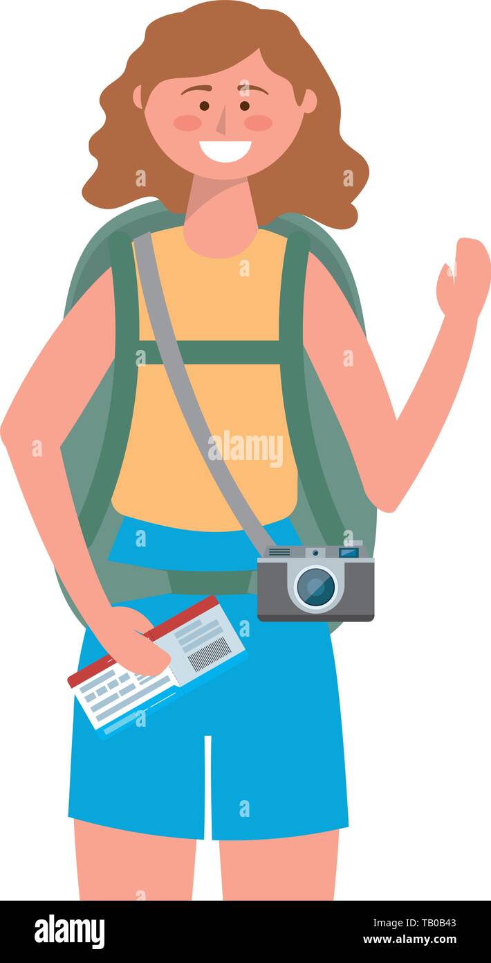 Tourist girl cartoon design, Travel trip vacation tourism and journey ...