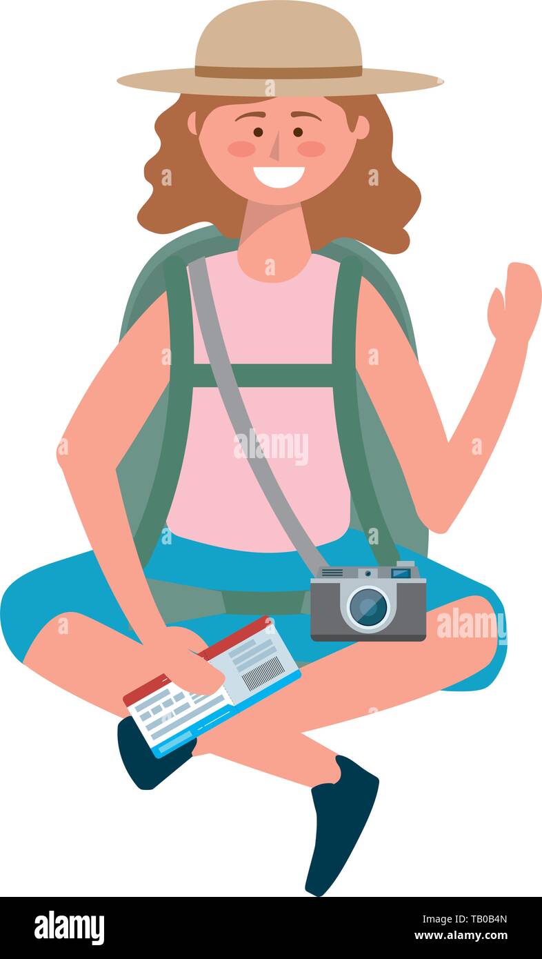 Tourist girl cartoon design, Travel trip vacation tourism and journey ...