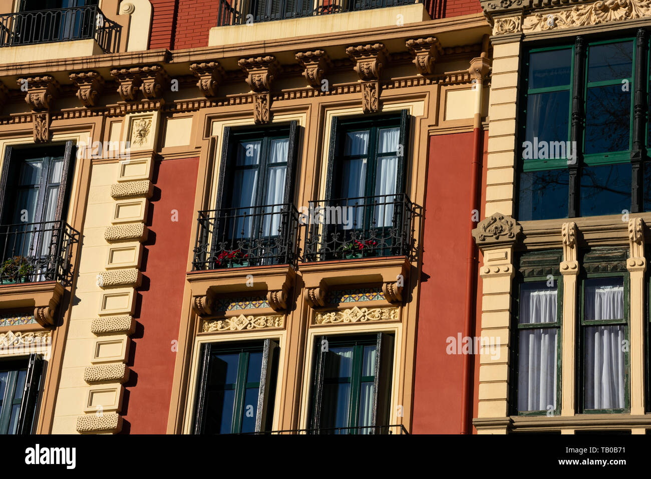 Old building facade and balconies. Bilbao, Spain Stock Photo - Alamy