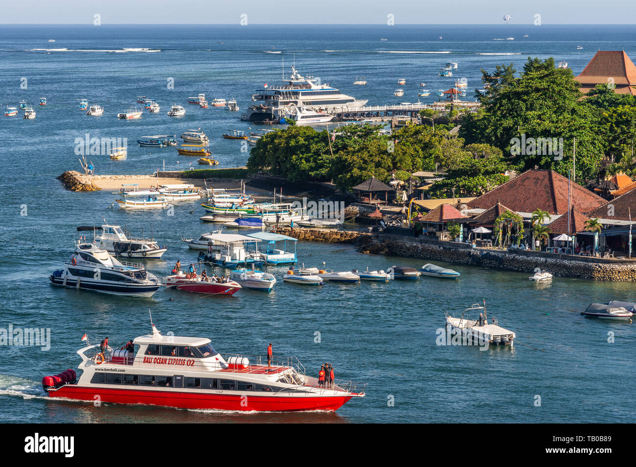 Benoa harbour, Bali, Indonesia - February 26, 2019: Closeup of red ...