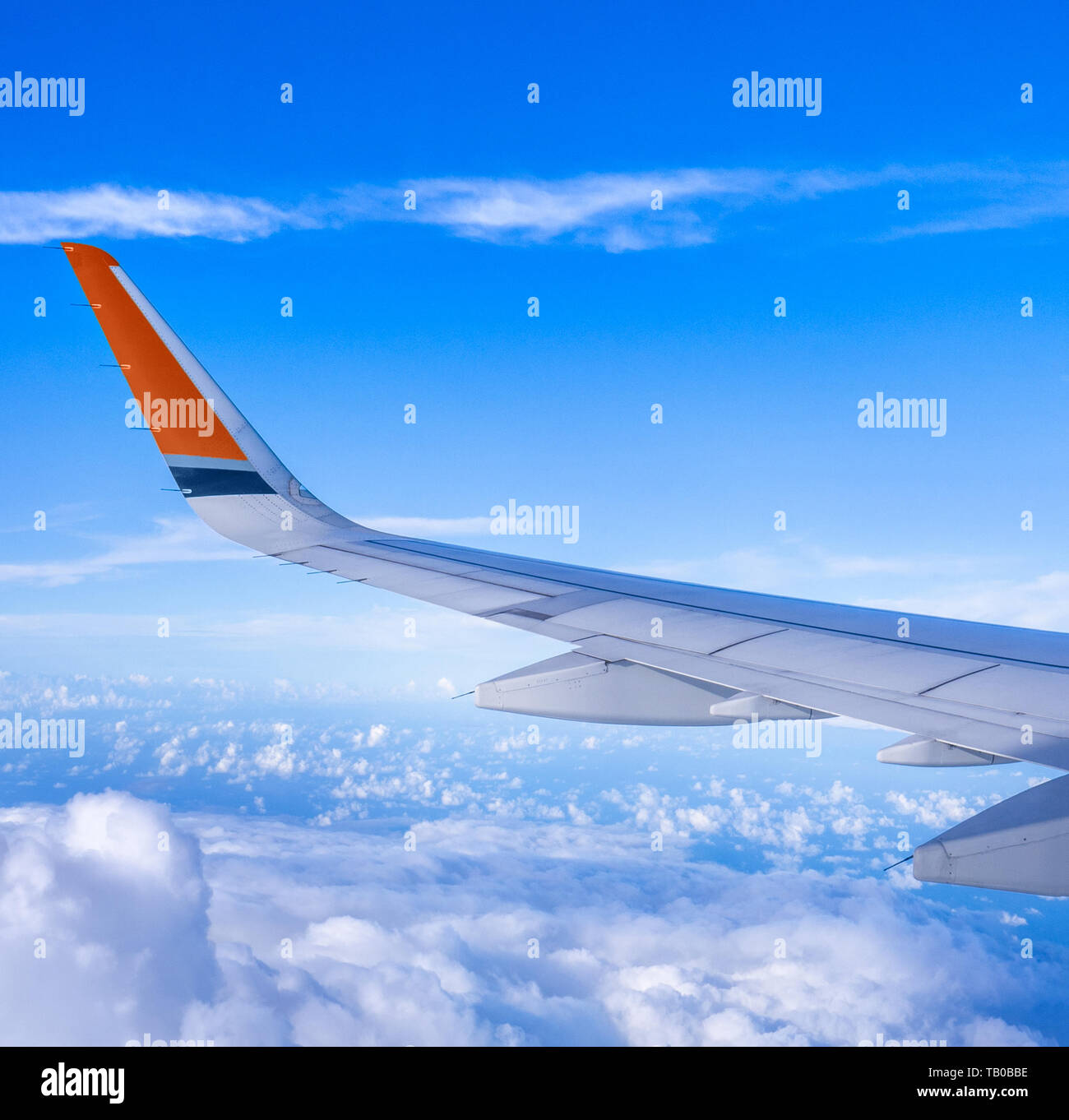 Bussiness and travel concept. Aerial view through window inside ...